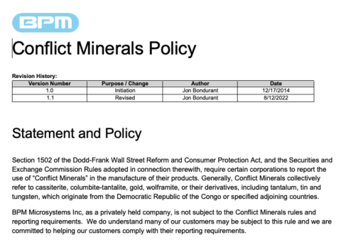 Conflict Minerals Reporting